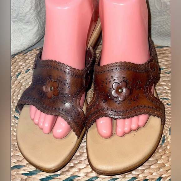 Earth Spirit | Shoes | Earth Spirit Open Leather Platform Wedge Sandals ...
